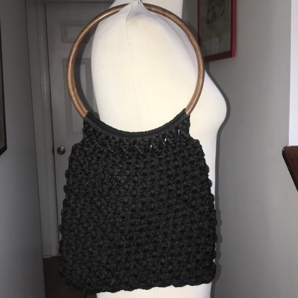 Vintage | Bags | Vintage Black Woven Circle Handle Bag | Poshmark
